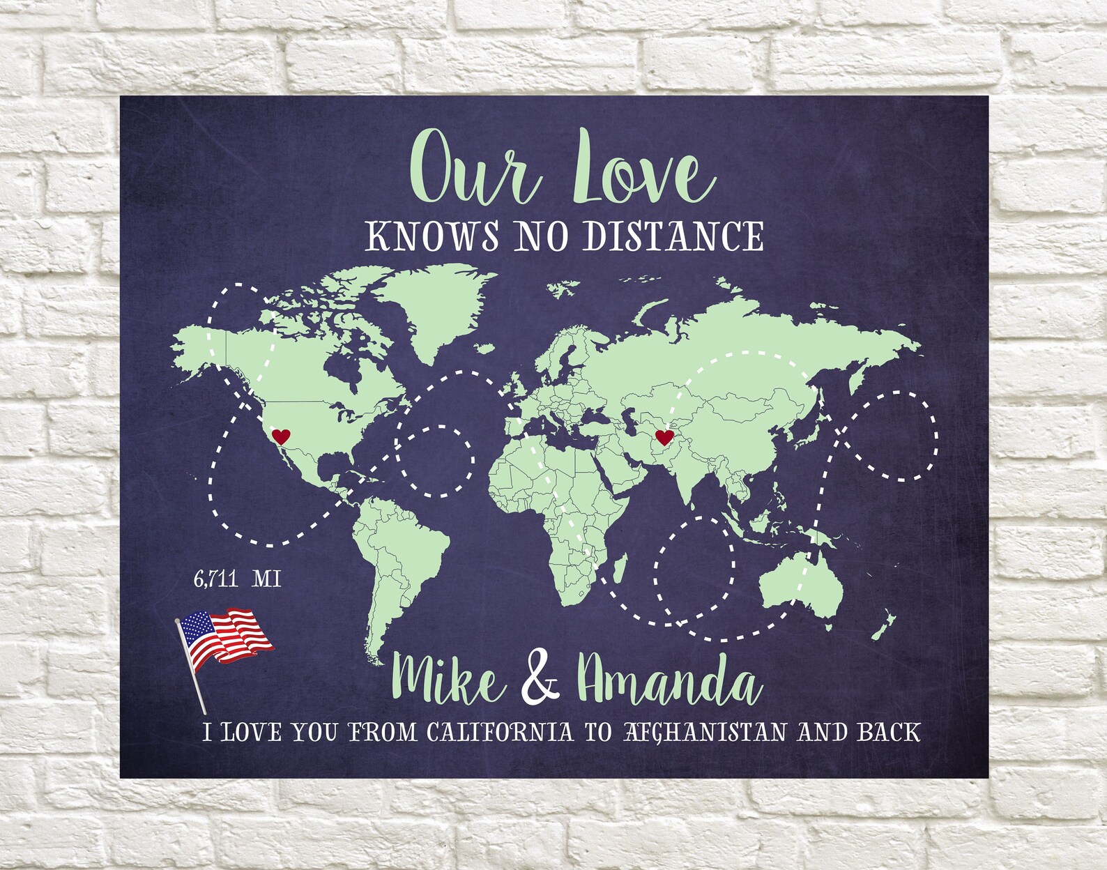Long Distance Relationship Map World Map Deployment Gift | Etsy
