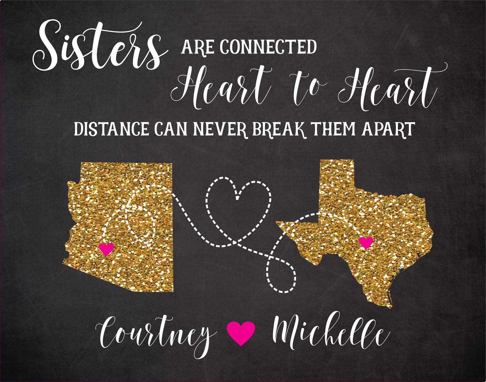 Gift for Sister, Long Distance Sister Map, Sister Moving Away, Going to ...