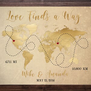Long Distance Relationship Map, World Map, Deployment Gift ...