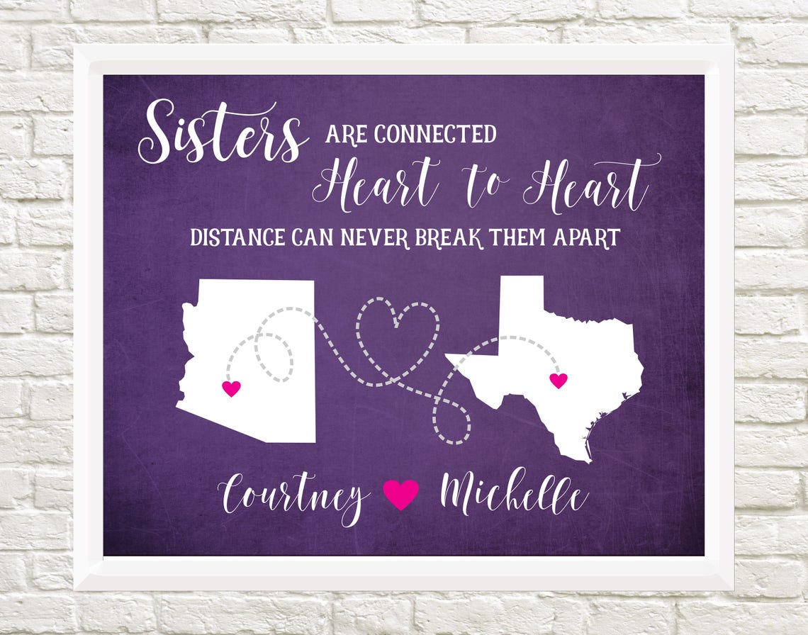 Gift for Sister Long Distance Sister Map Sister Moving Away | Etsy