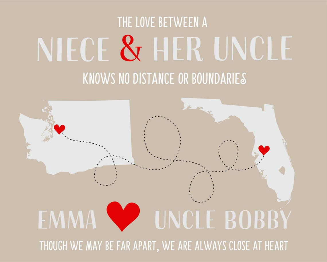 Gift for Uncle, Long Distance Uncle Map, Baptism, Personalized Map for ...