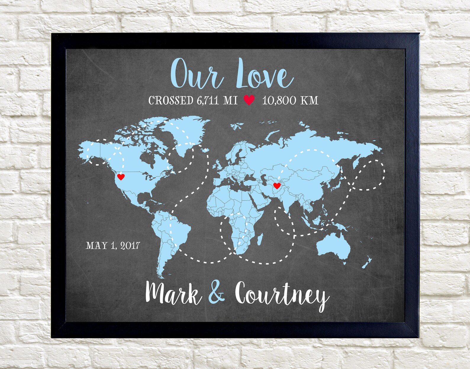 Long Distance Relationship Map World Map Deployment Gift - Etsy