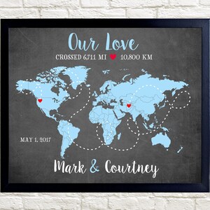 Long Distance Relationship Map, World Map, Deployment Gift ...