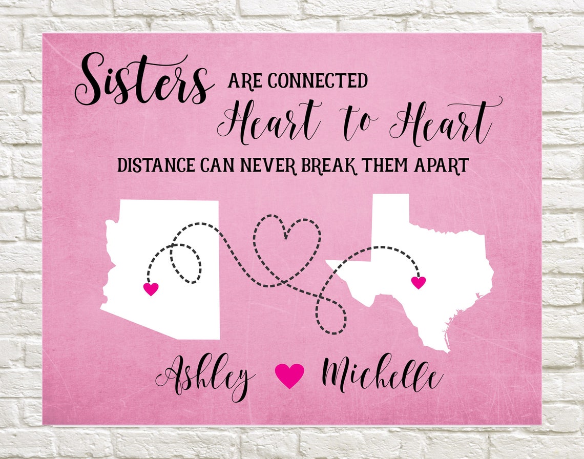 Gift for Sister Long Distance Sister Map Sister Moving Away - Etsy