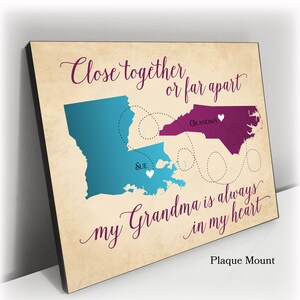 Gift for Grandma, Grandma Long Distance Map, Personalized Grandma Gift ...