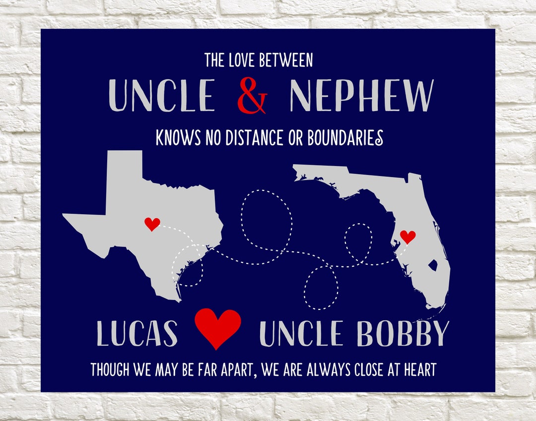 Gift for Uncle, Long Distance Uncle Map, Baptism Gift, Personalized Map ...