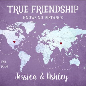 Best Friend Map, Long Distance Friendship Map, Friends Moving Away ...