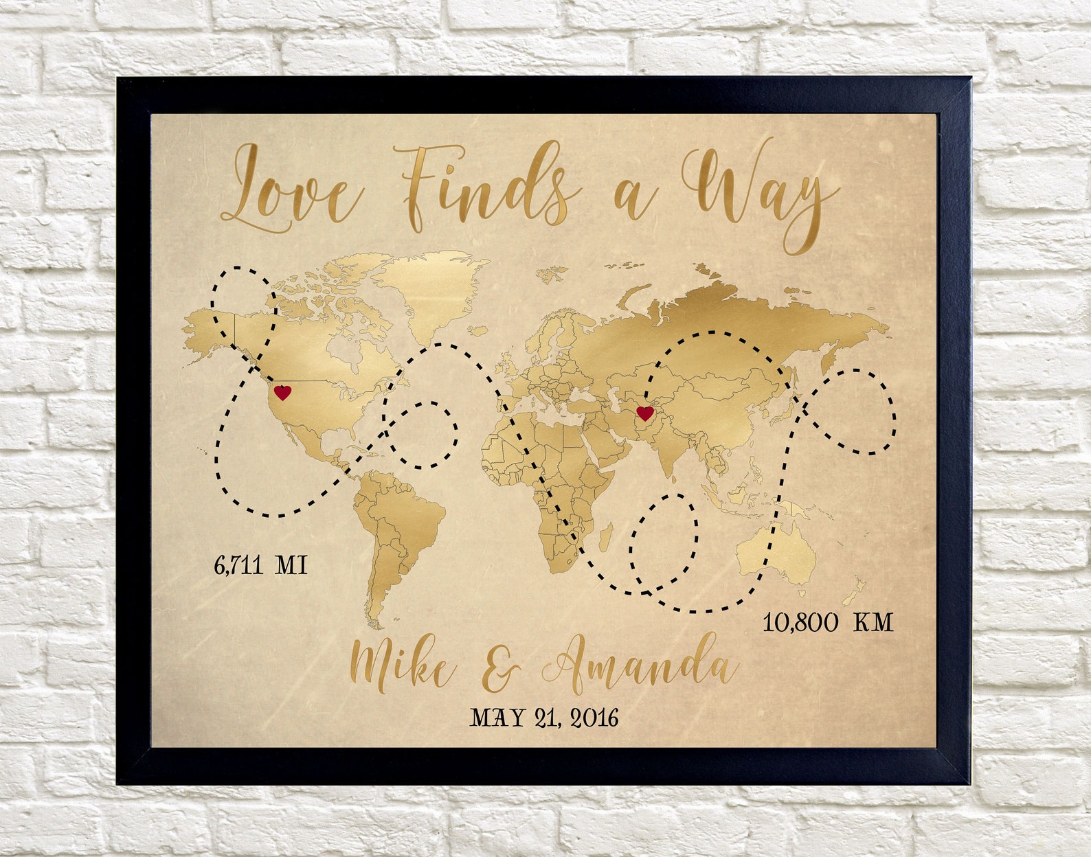 Long Distance Relationship Map, World Map, Deployment Gift ...