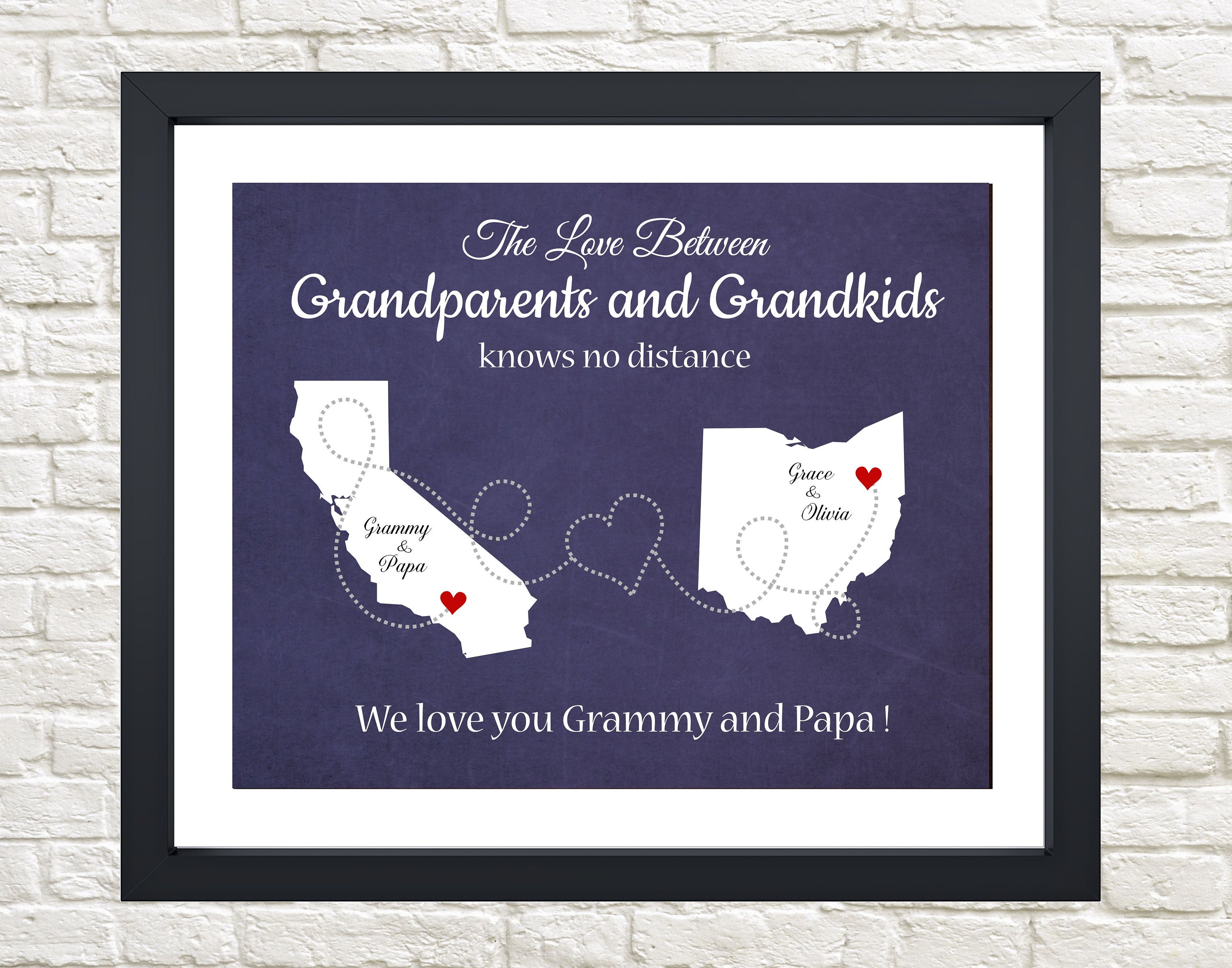 Grandma and Grandpa Map Long Distance Grandparent Gift Gift | Etsy