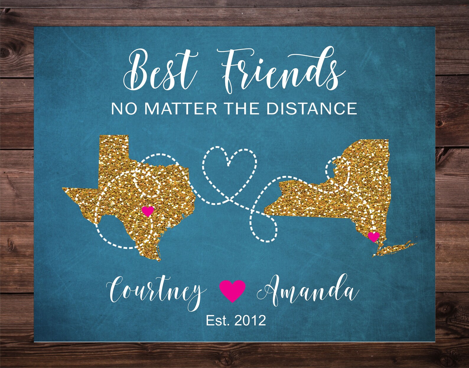 Best Friend Map Long Distance Friendship Map Friends Moving | Etsy