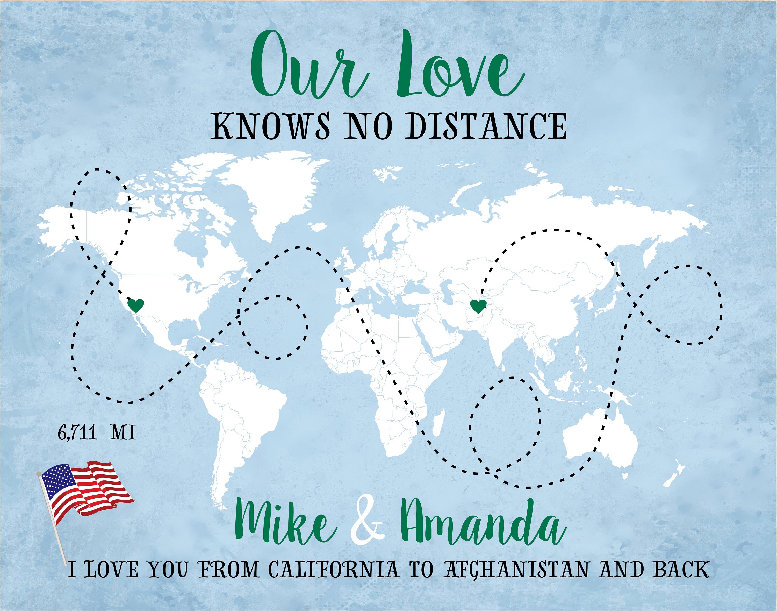 Long Distance Relationship Map World Map Deployment Gift - Etsy