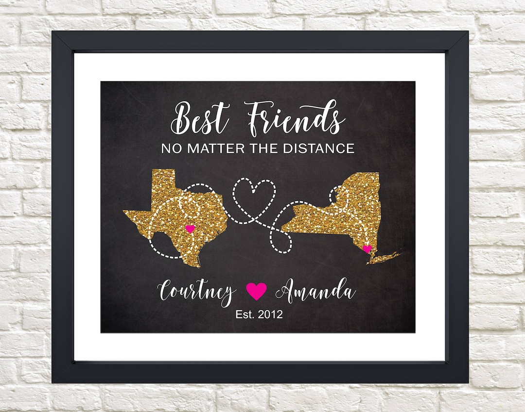 Best Friend Map, Long Distance Friendship Map, Friends Moving Away ...