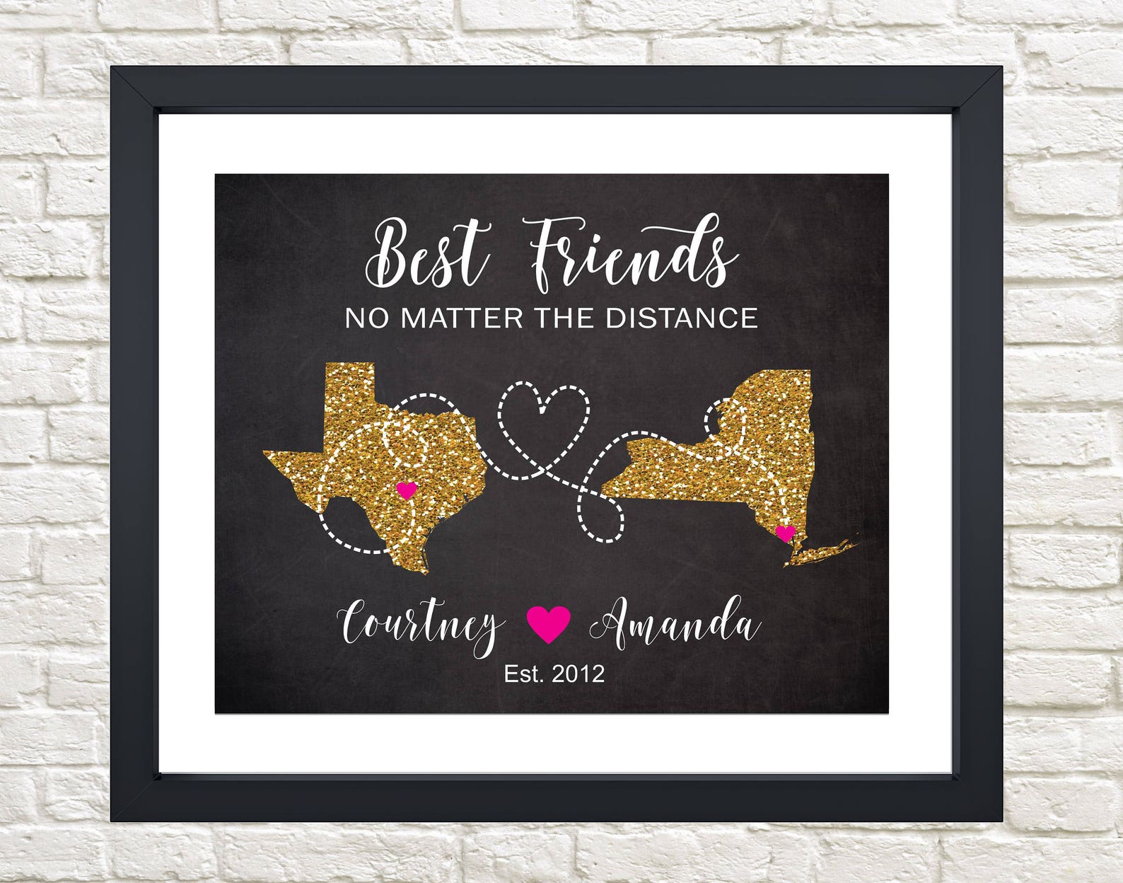 Best Friend Map Long Distance Friendship Map Friends Moving - Etsy