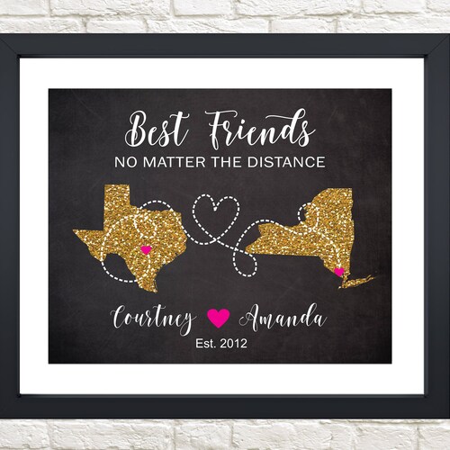 Best Friend Map Long Distance Friendship Map Friends Moving - Etsy