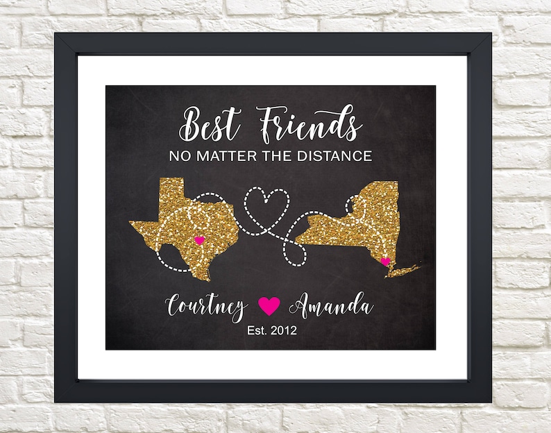 Best Friend Map Long Distance Friendship Map Friends Moving - Etsy