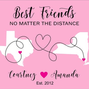Best Friend Map, Long Distance Friendship Map, Friends Moving Away ...