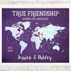 Best Friend Map, Long Distance Friendship Map, Friends Moving Away ...
