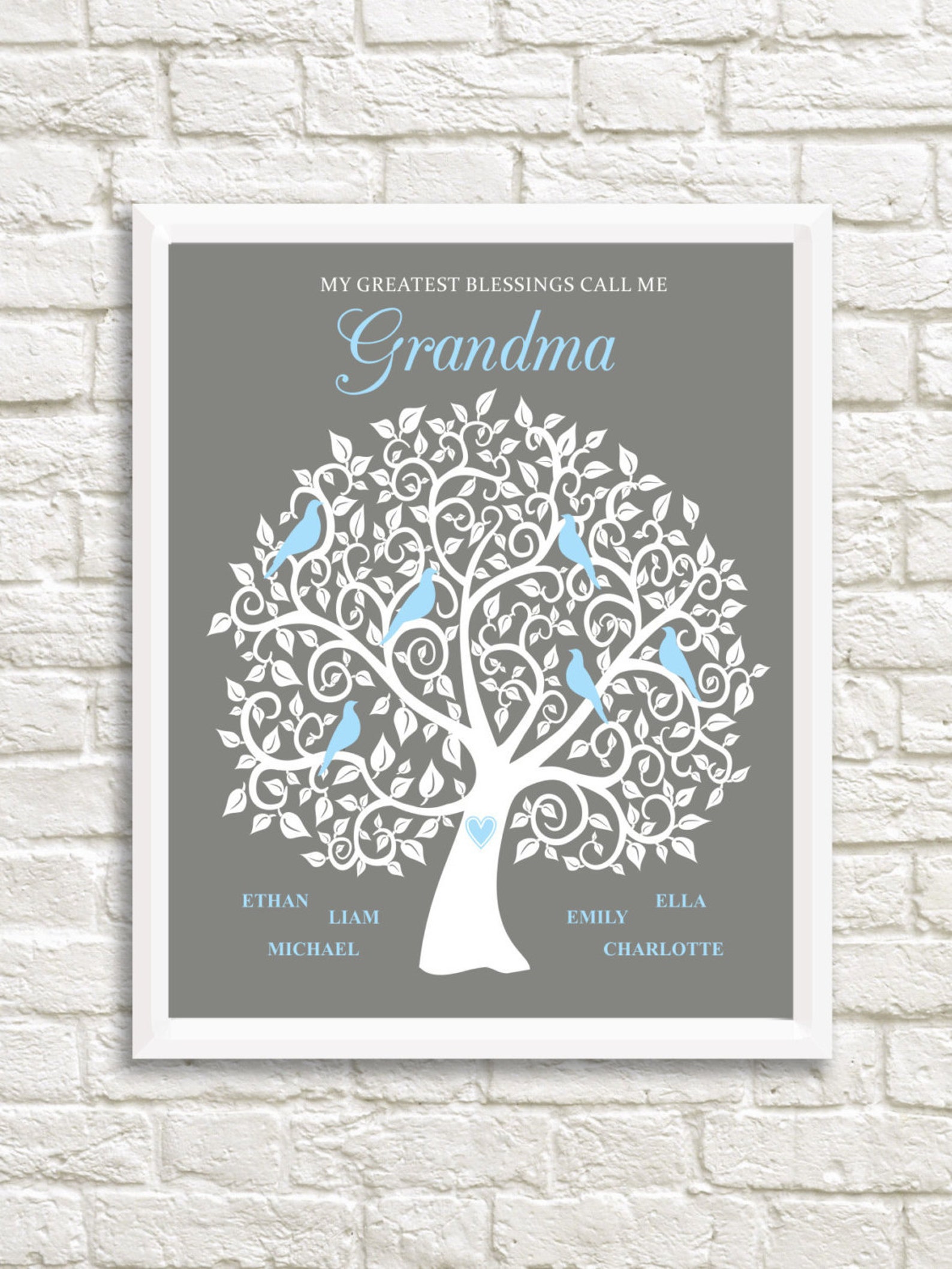Grandma Family Tree, Personalized Grandma Gift, Christmas Gift for ...