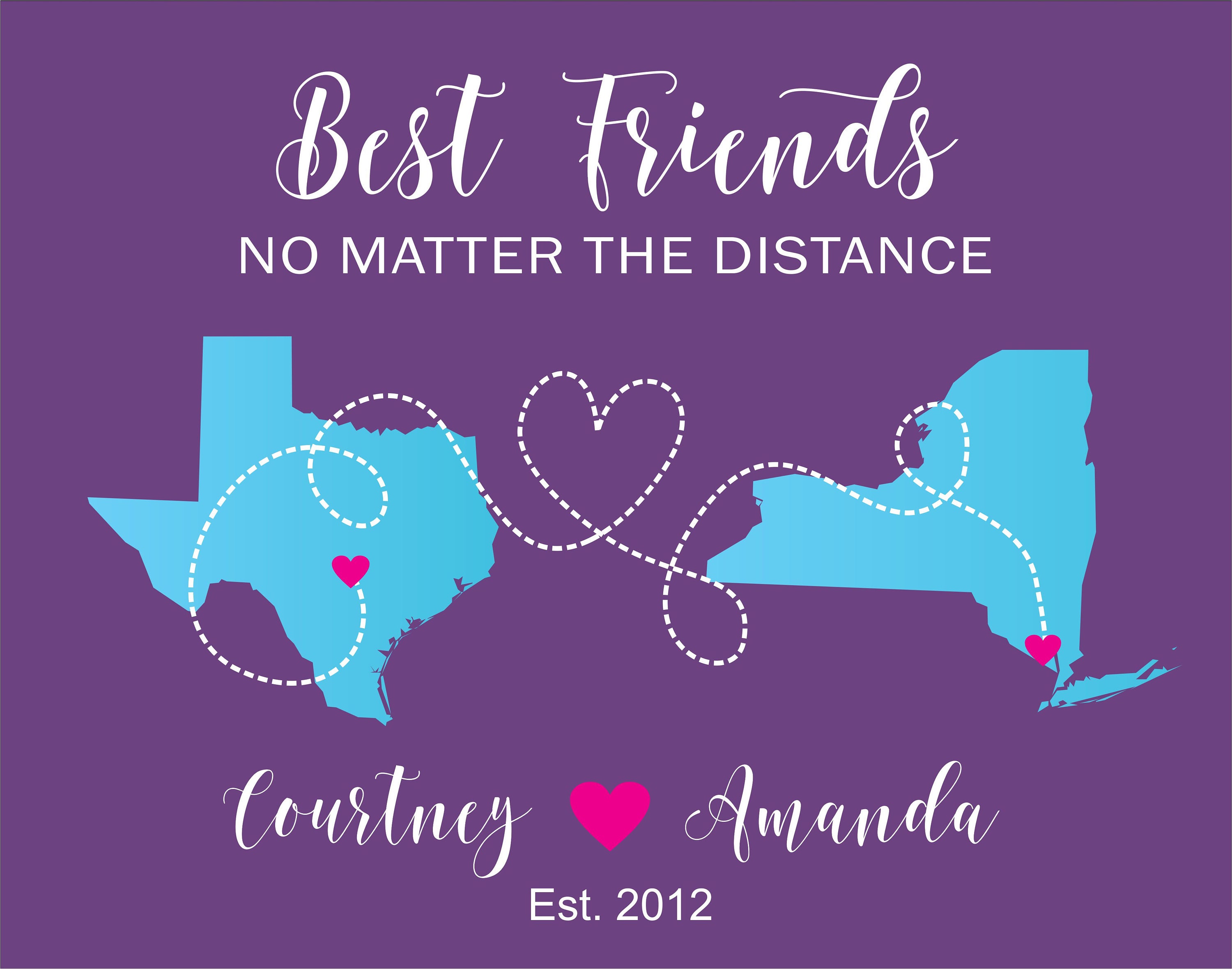Best Friend Map Long Distance Friendship Map Friends moving | Etsy