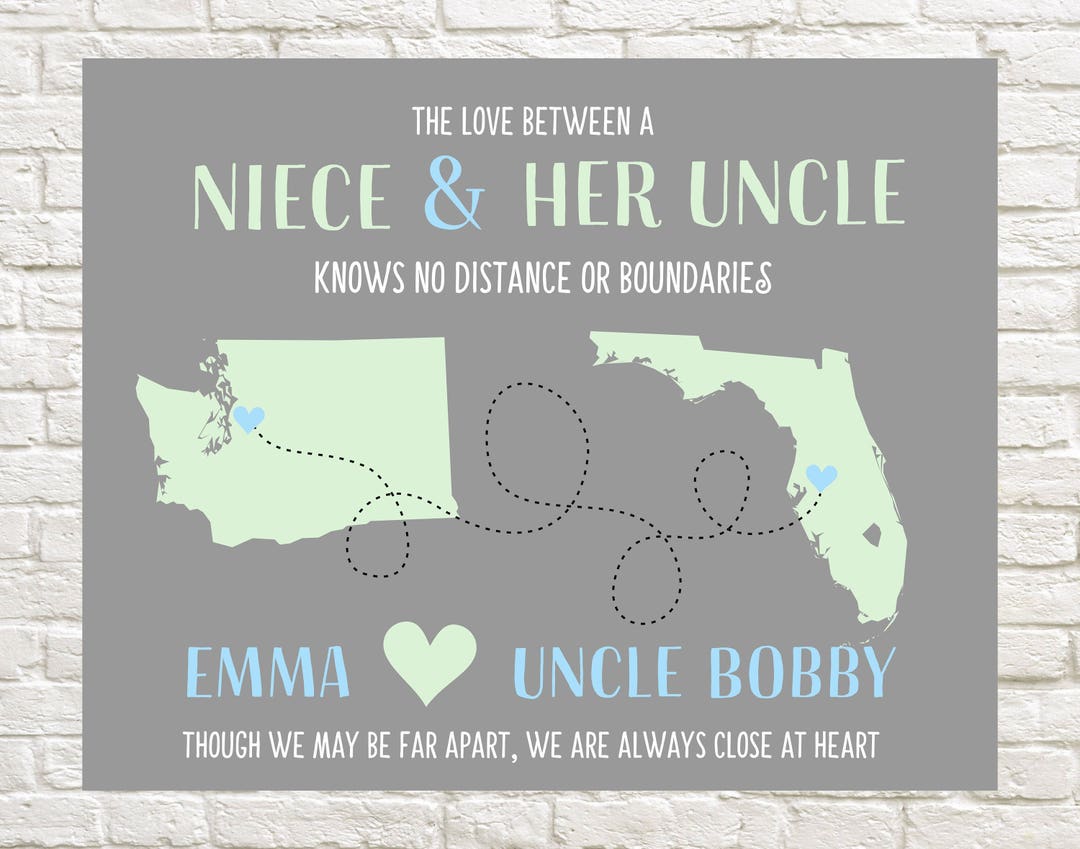 Gift for Uncle, Long Distance Uncle Map, Baptism, Personalized Map for ...