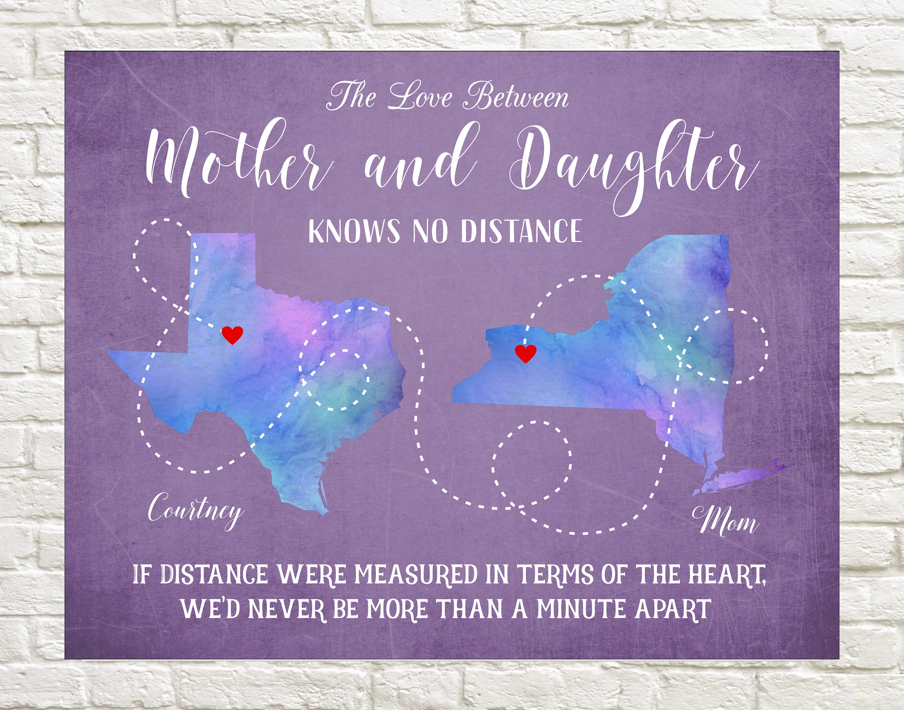 Gift for Mom Mother's Day Long Distance Map the Love | Etsy