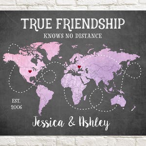 Best Friend Map, Long Distance Friendship Map, Friends Moving Away ...