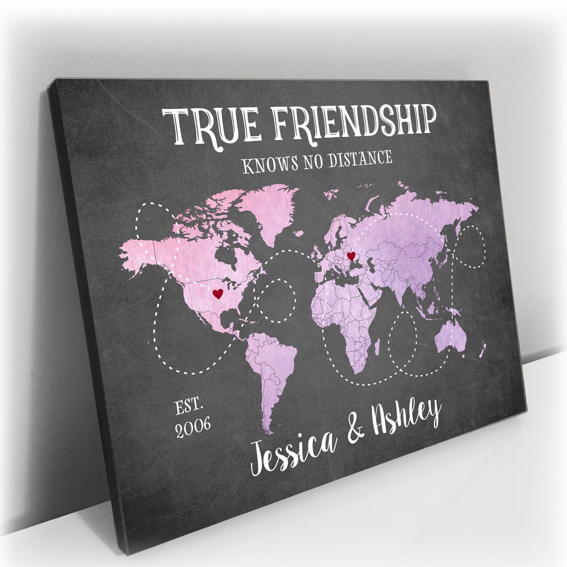 Best Friend Map Long Distance Friendship Map Friends Moving - Etsy