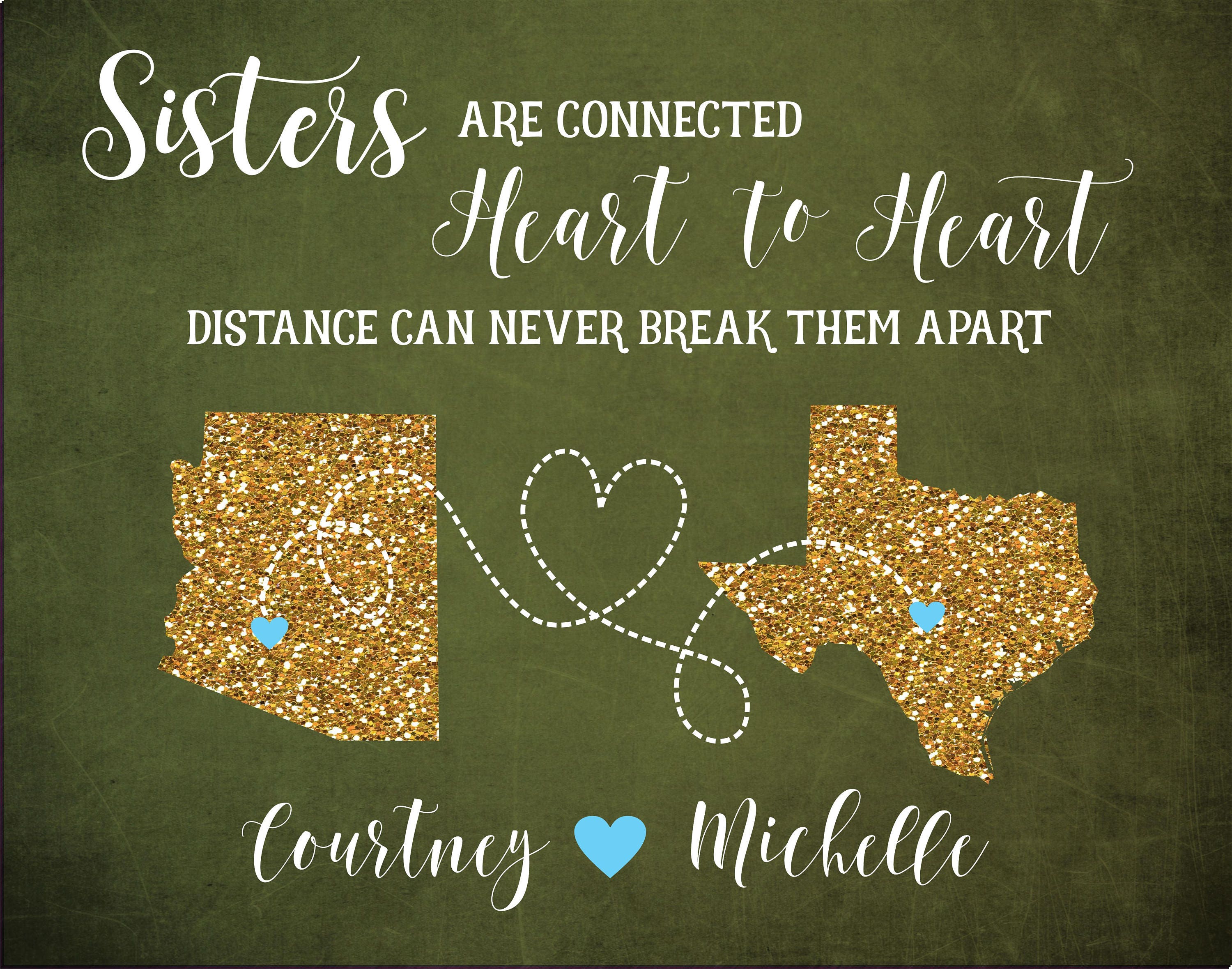 Gift for Sister Long Distance Sister Map Sister moving away | Etsy
