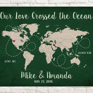 Long Distance Relationship Map, World Map, Deployment Gift ...