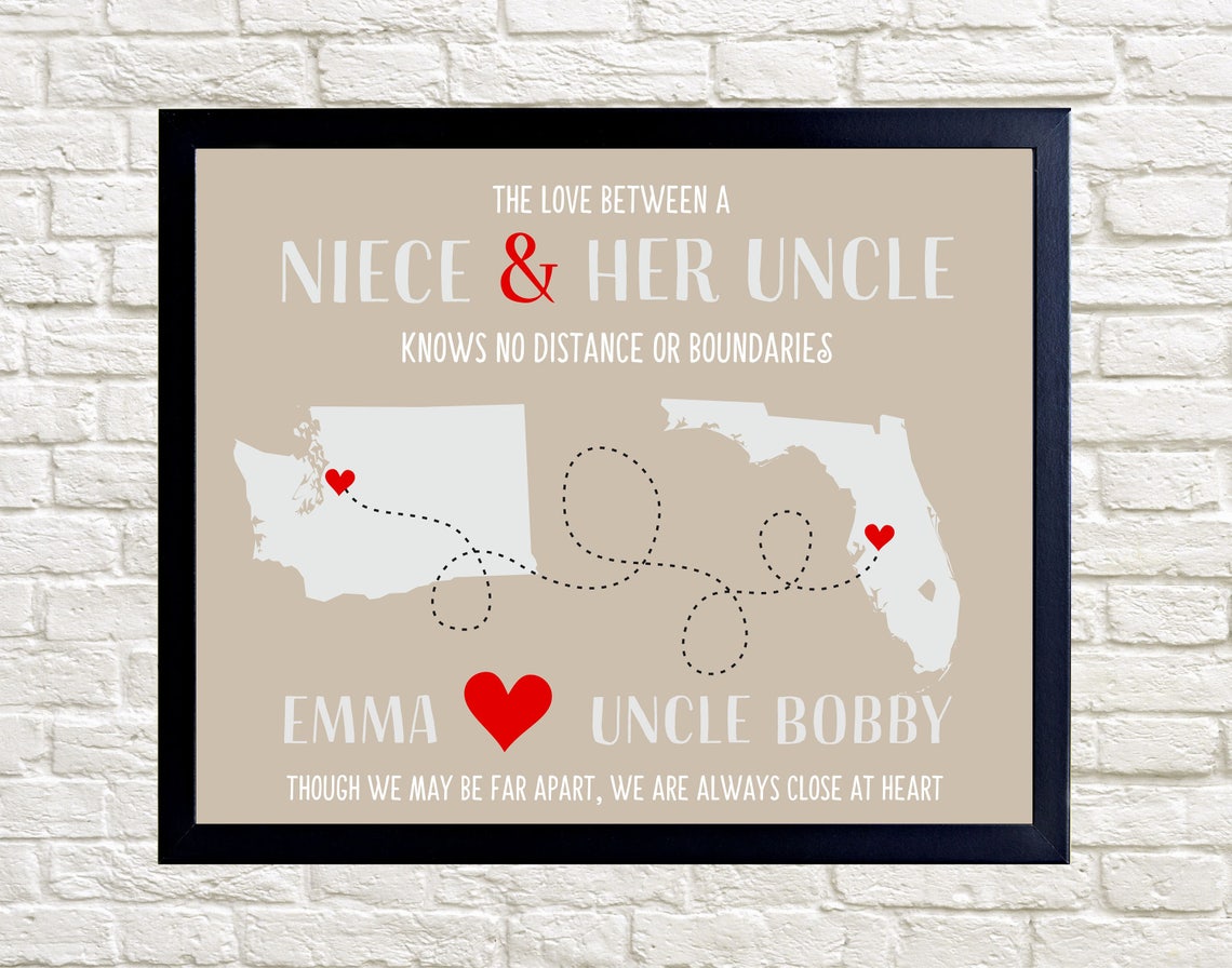 Gift for Uncle, Long Distance Uncle Map, Baptism, Personalized Map for ...