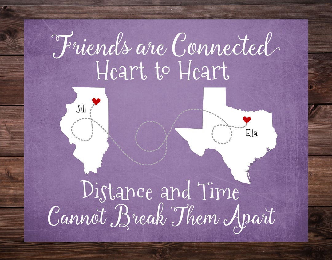 Long Distance Friendship Map, Friends Moving Away, Going to College ...