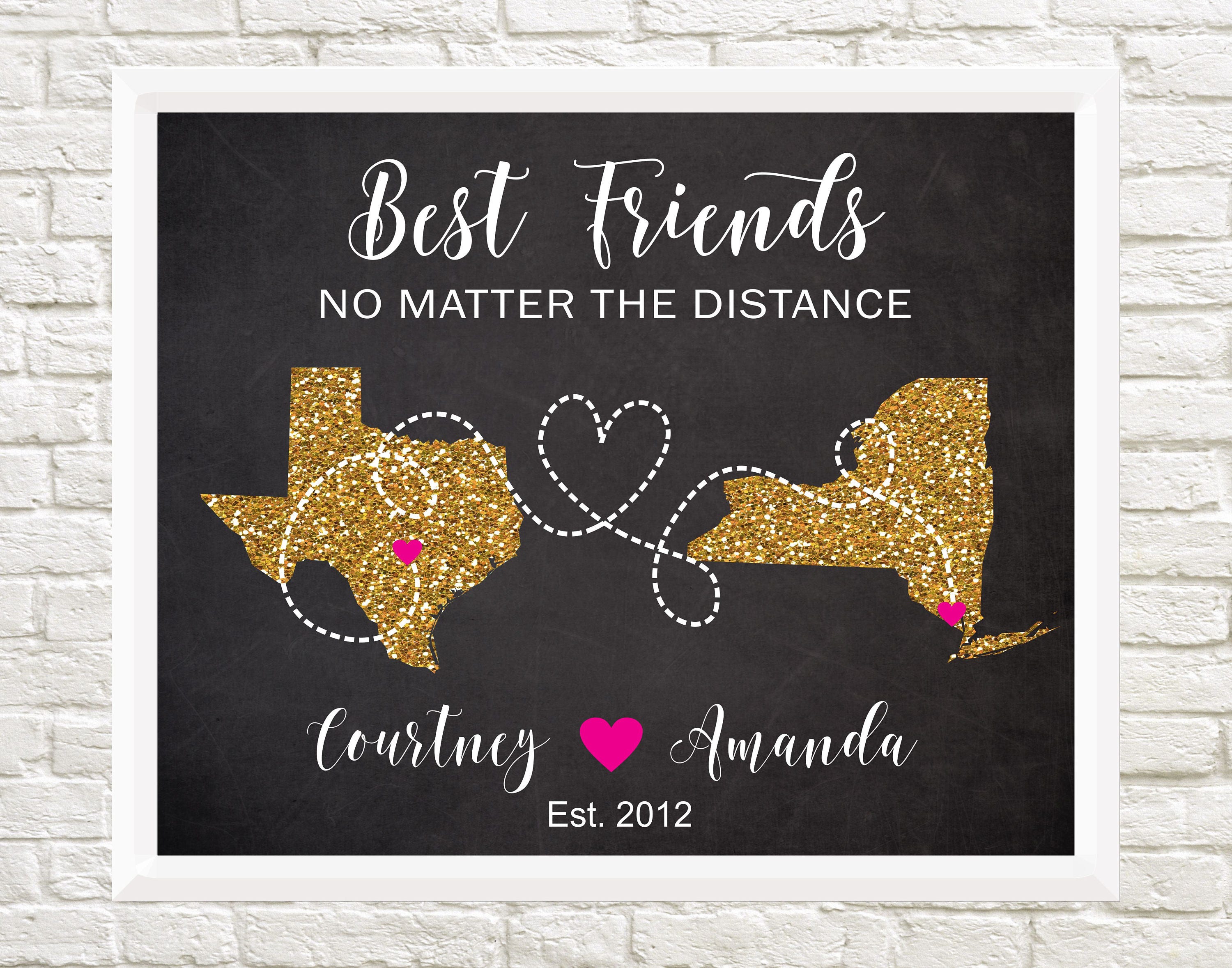 Best Friend Map Long Distance Friendship Map Friends Moving - Etsy