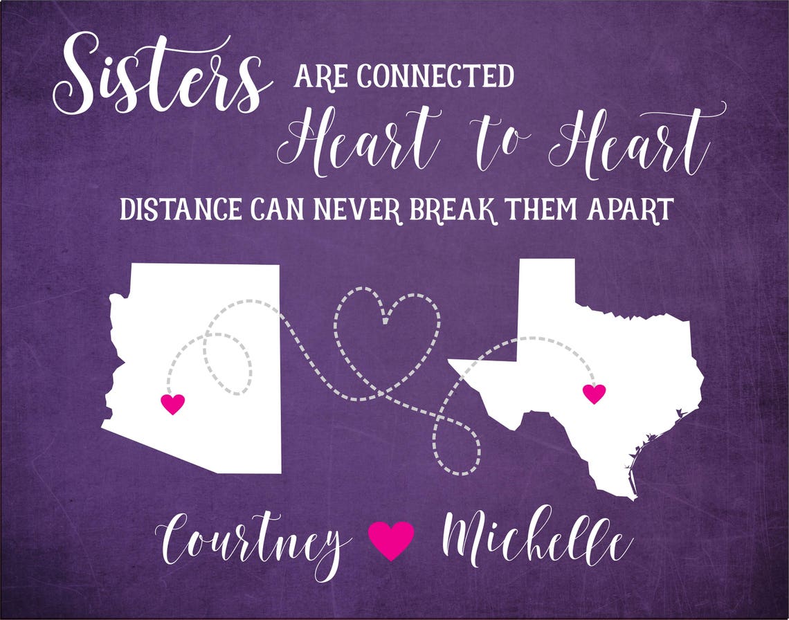 Gift for Sister Long Distance Sister Map Sister Moving Away - Etsy