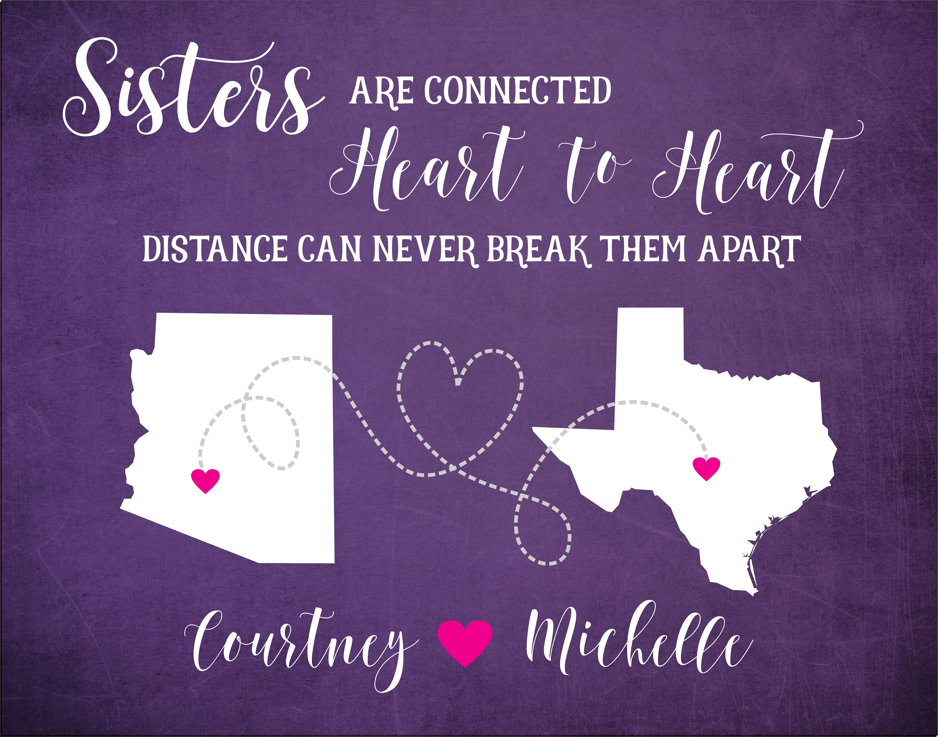 Gift for Sister, Long Distance Sister Map, Sister Moving Away, Going to ...