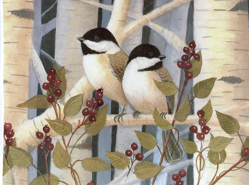 Chickadees in Birch Trees - Etsy