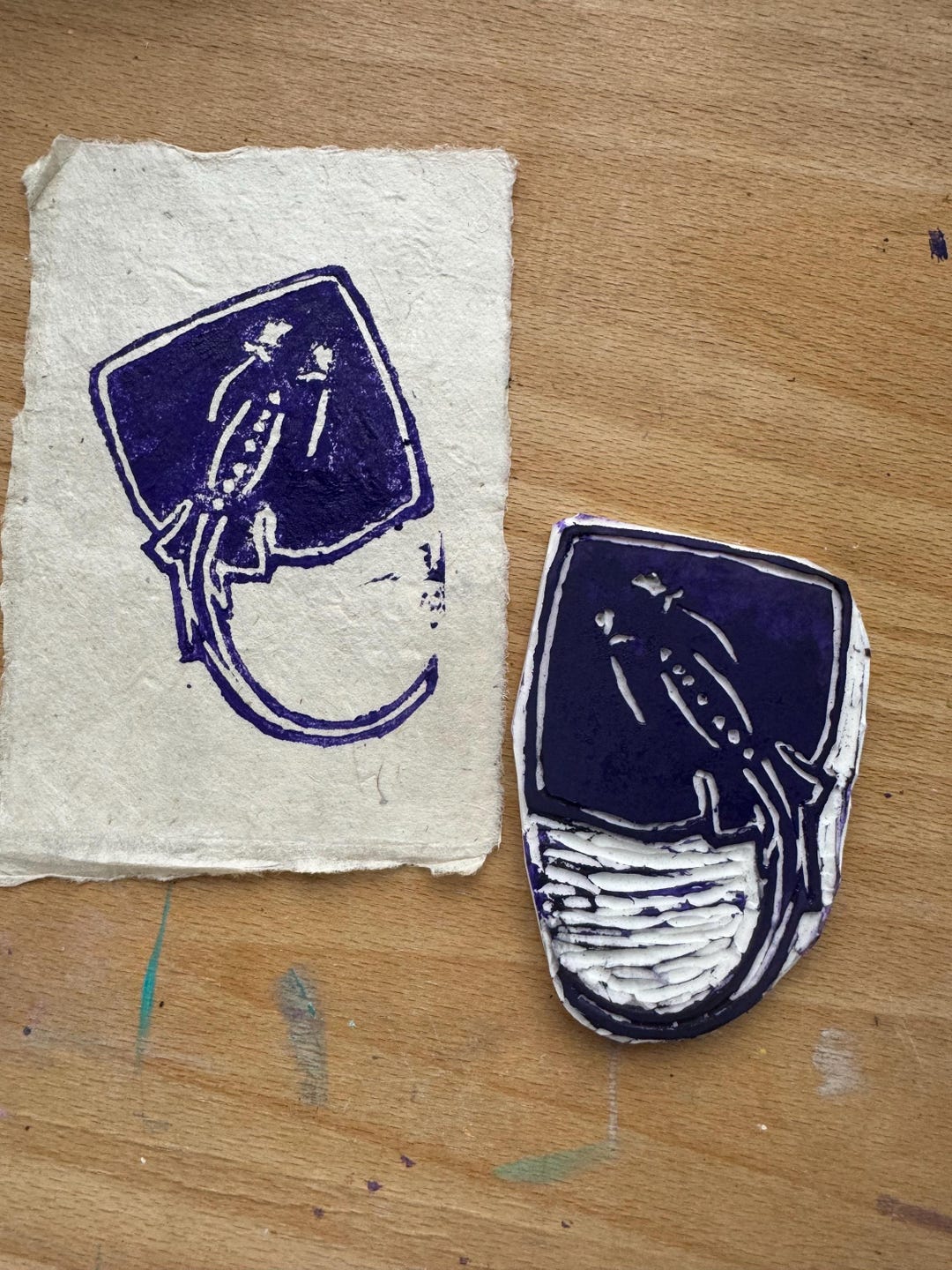 Stingray Linocut Print on 4x6 Handmade Paper - Etsy