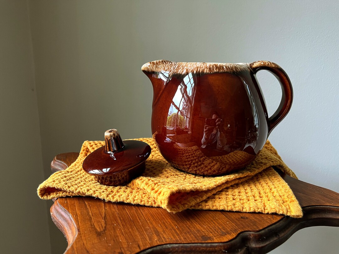 Vintage Hull Brown Drip Tea Pot With Lid - Etsy