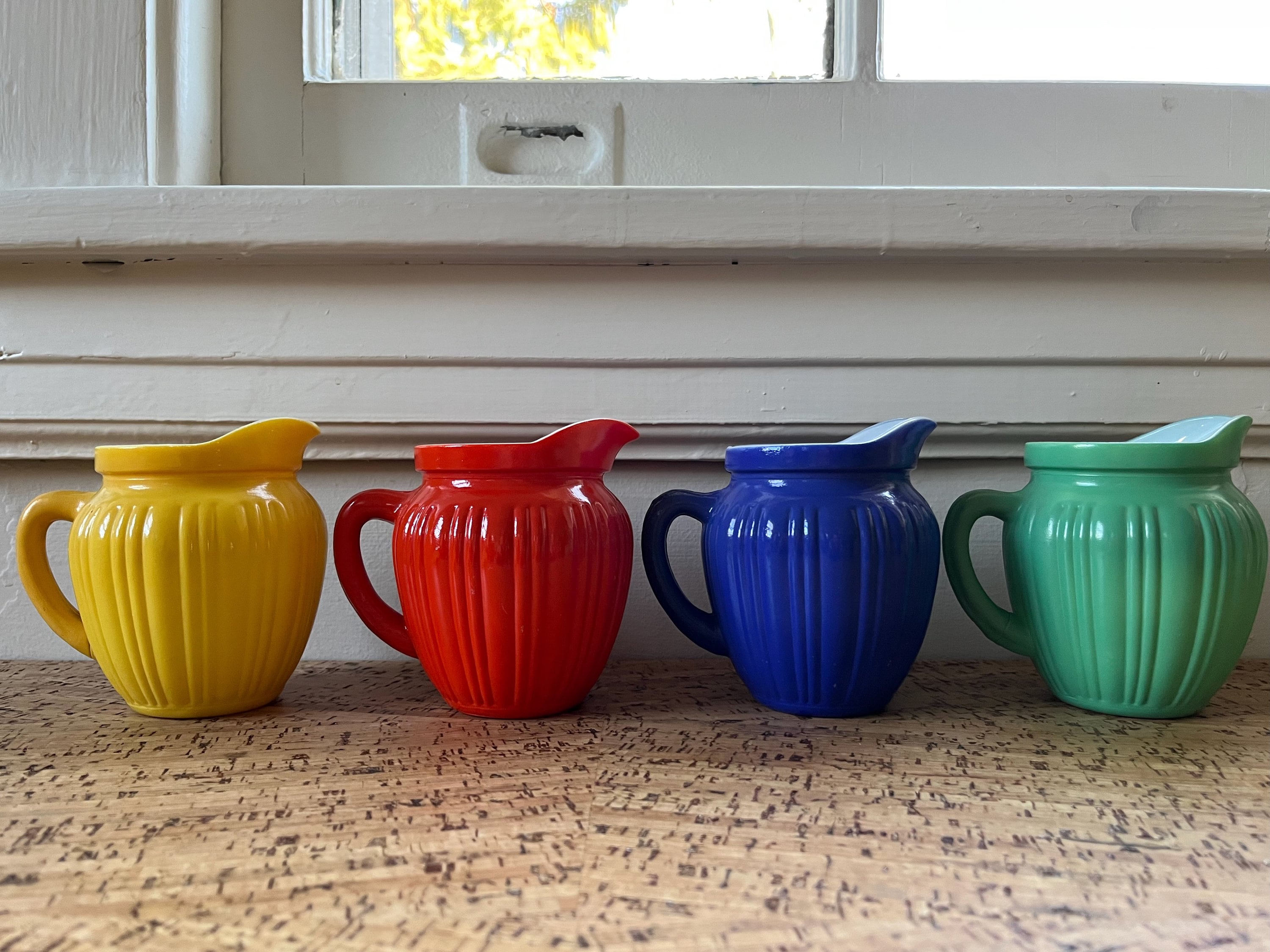 Rainbow Set of 4 Vintage Hazel Atlas Platonite Pitchers - Etsy