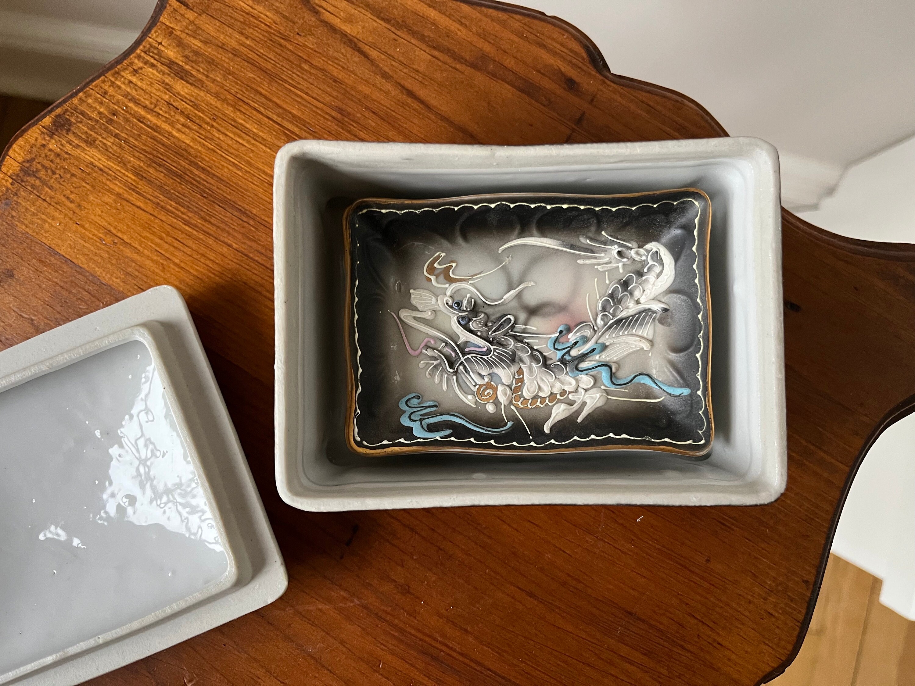 Moriage Dragonware Lidded Box With Nesting Trays - Etsy