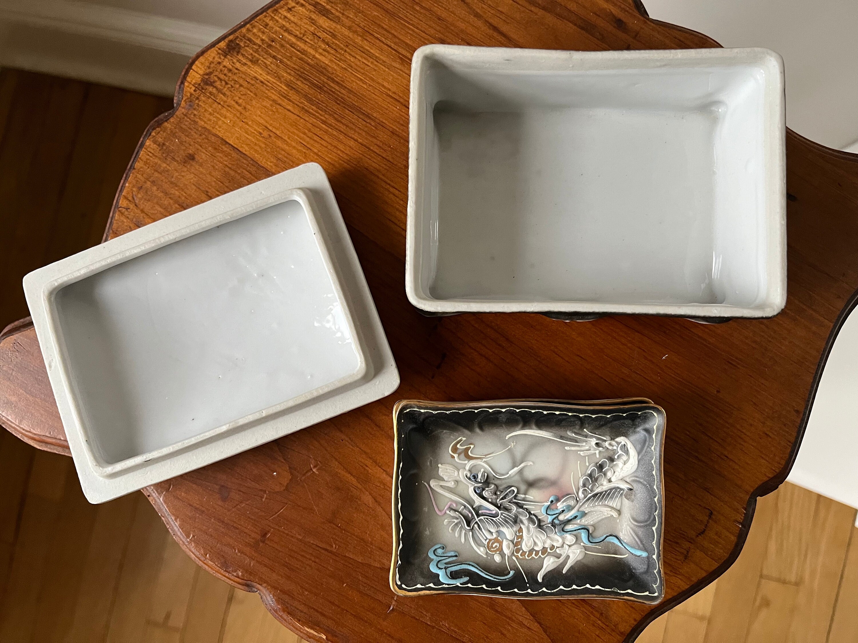 Moriage Dragonware Lidded Box With Nesting Trays - Etsy