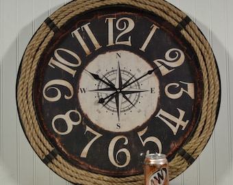 Compass Rose Wall Clock - Etsy