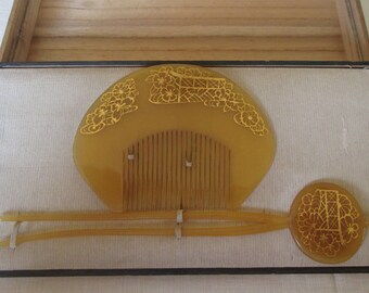 Antique Japanese Kusi Comb and Matching Kanzashi Vintage | Etsy