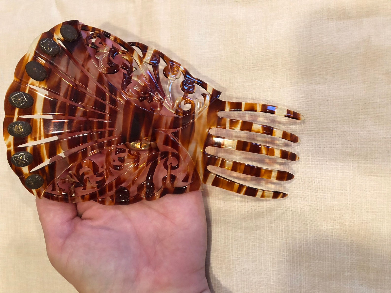 Vintage Celluloid Comb With Medallions Antique Large Haircomb - Etsy