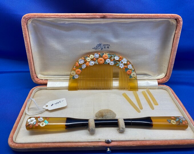 Antique Japanese Kusi Comb and Matching Kogai Vintage Hairstick - Etsy