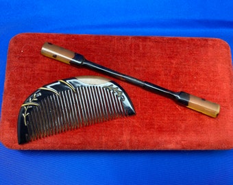 Antique Japanese Kusi Comb and Matching Kogai Vintage | Etsy