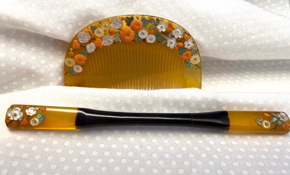 Antique Japanese Kusi Comb and Matching Kogai Vintage | Etsy