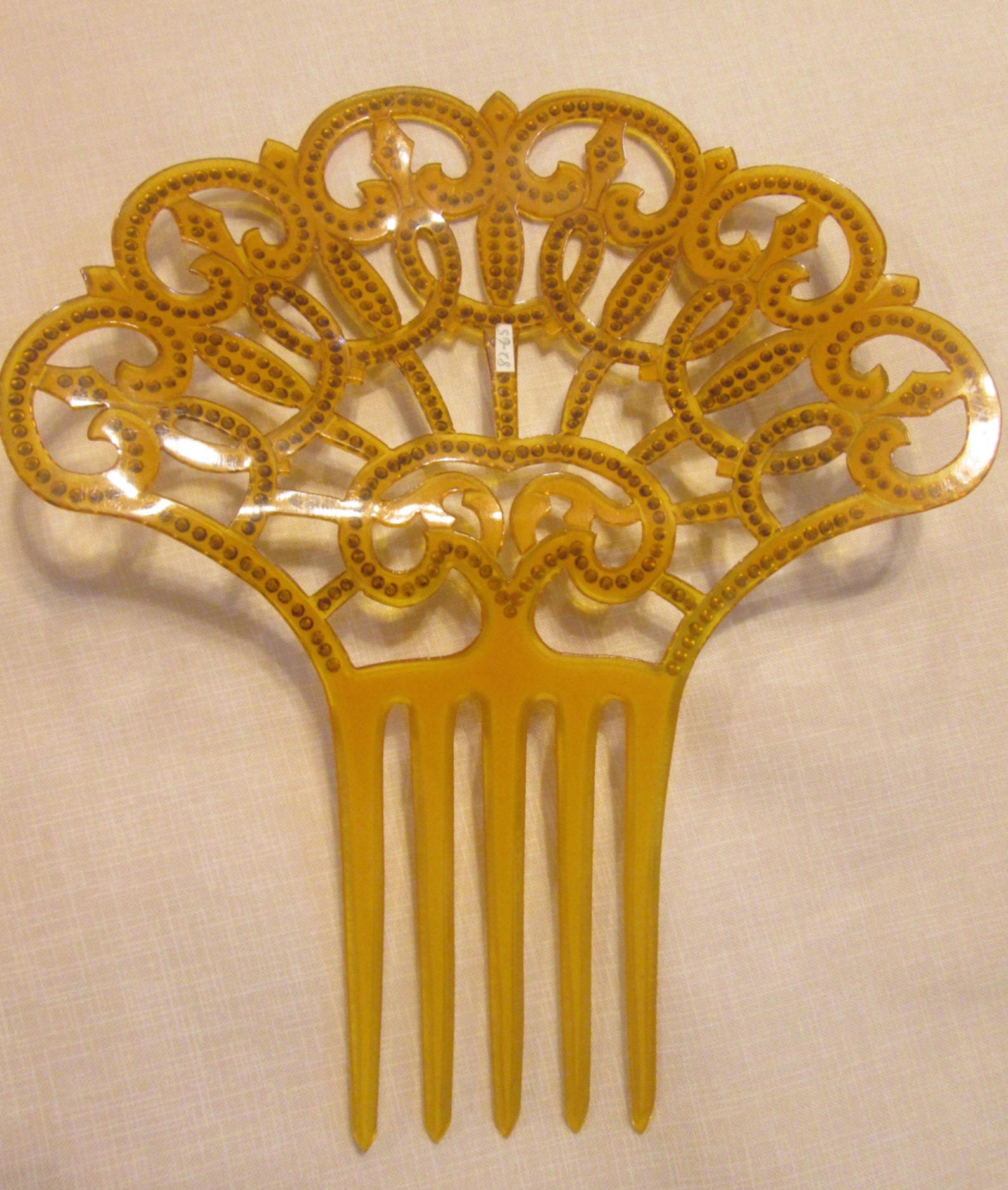 Fancy Golden Colored High Comb Celluloid Vintage Haircomb With | Etsy