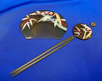 Antique Japanese Kusi Comb and Matching Kanzashi Vintage | Etsy