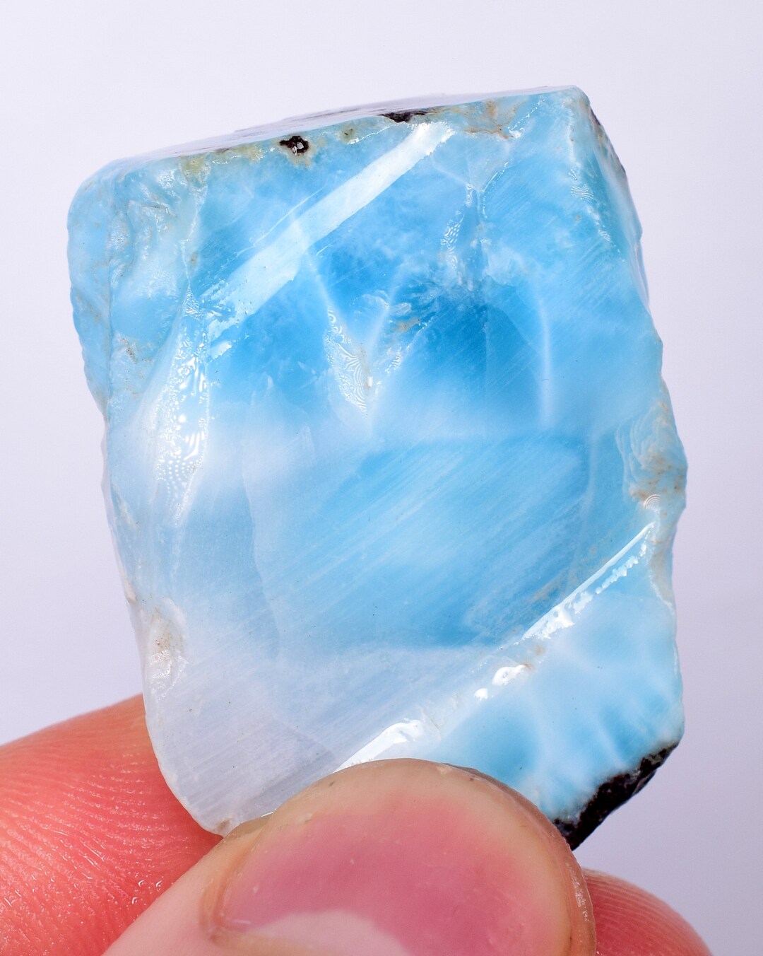 17grams LARIMAR PECTOLITE SLAB Scenic Quality Light Blue White Jewelry ...