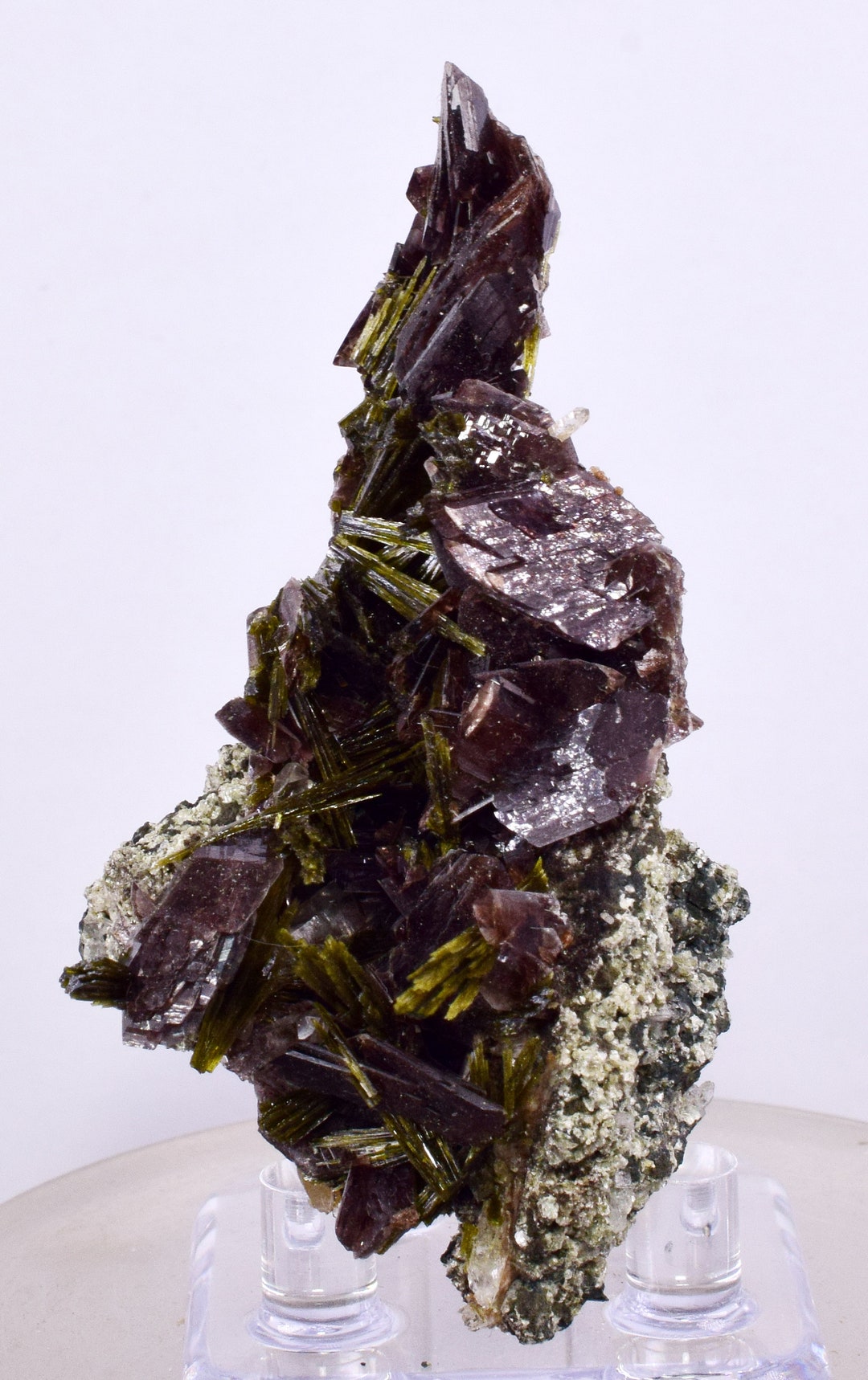 7.2cms AXINITE EPIDOTE QUARTZ Crystals Cluster Prehnite Peru Mineral ...